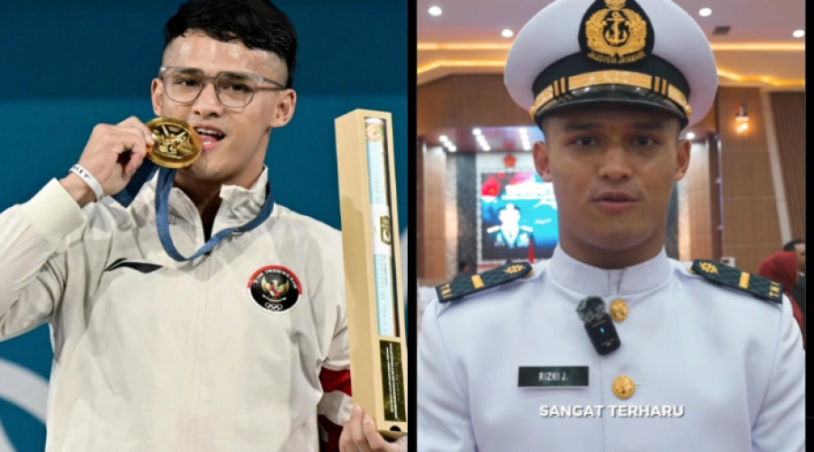 Selamat! Lifter Rizki Juniansyah Resmi Dilantik sebagai Perwira TNI AL ...