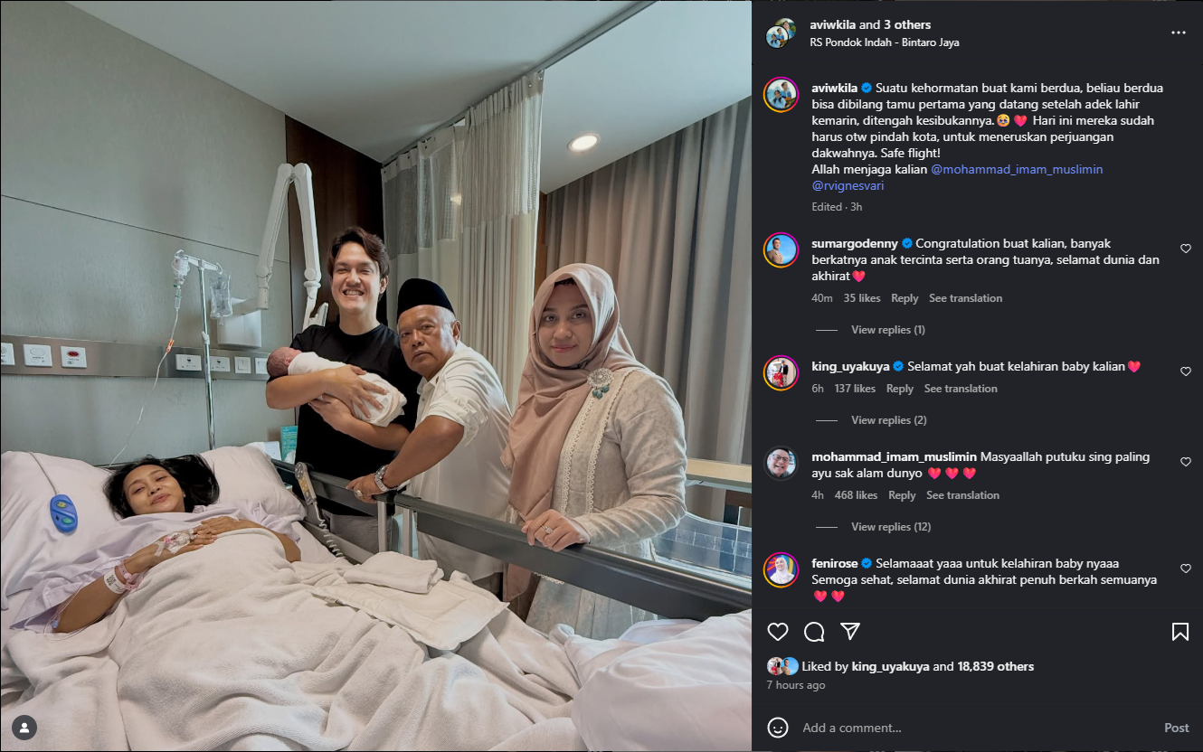 Selamat, Aviwkila Lahirkan Anaknya, Yai Mim dan Istri Jadi Orang ...