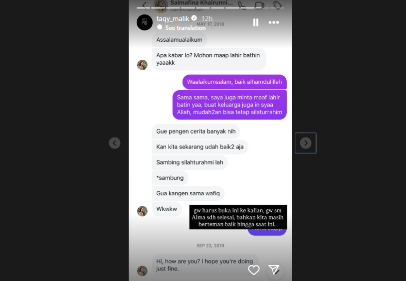 Taqy Malik Spill Chat Pribadi dengan Salmafina Usai Dituding Jadi ...