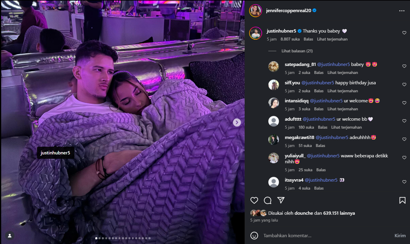 Justin Hubner Ulang Tahun, Jennifer Coppen Kirim Pesan Manis untuk sang ...