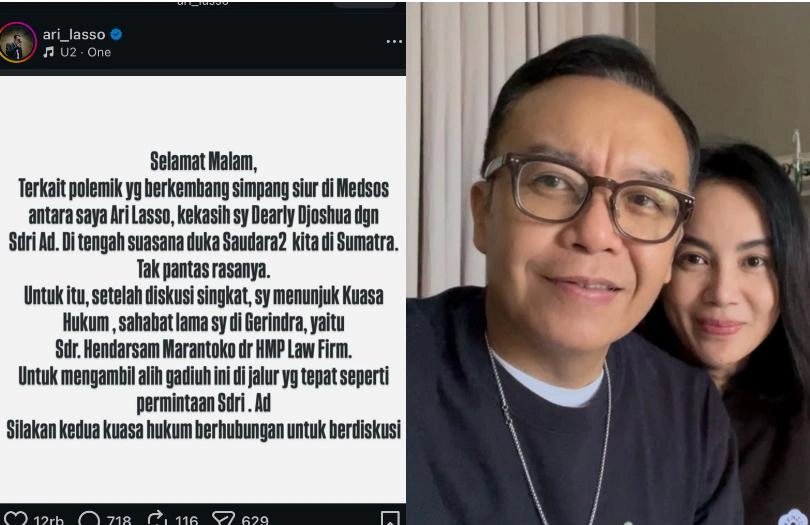 Ari Lasso Akhirnya Resmi Tunjuk Pengacara Hadapi Tudingan Perselingkuhan dengan Ade Tya