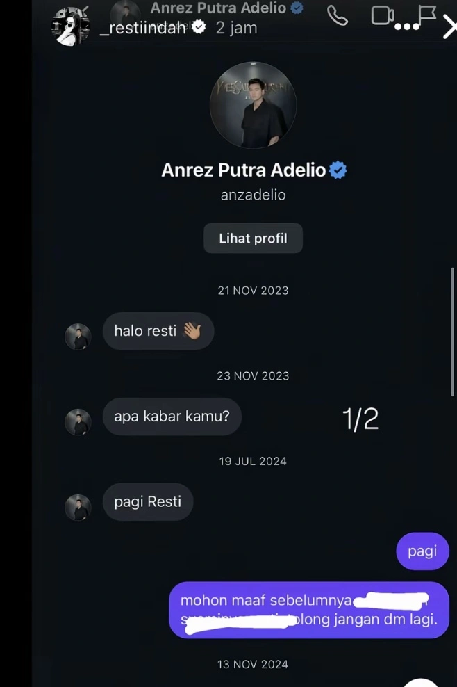 Isi Chat Anrez Adelio ke Wanita Lain Bocor, Begini Reaksinya