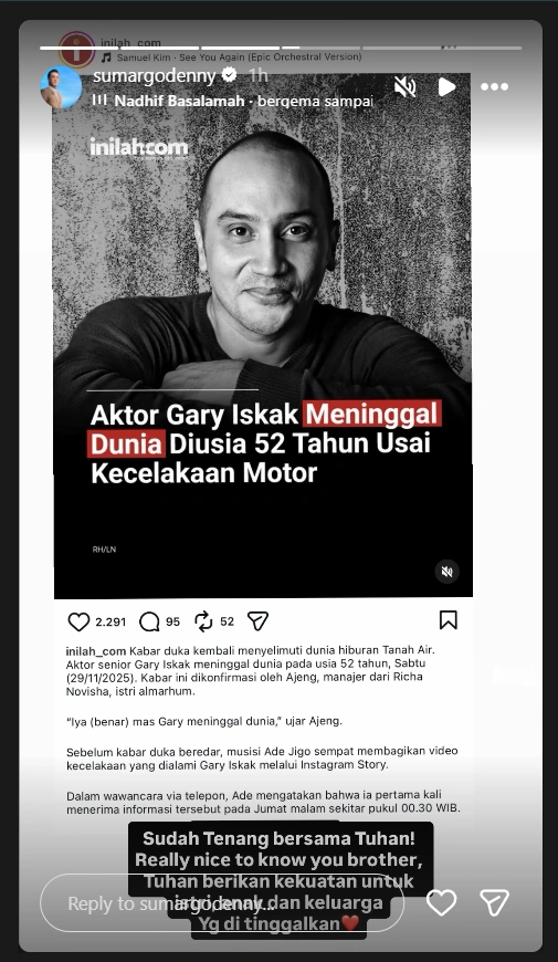 Gary Iskak Meninggal Dunia Akibat Kecelakaan Motor, Denny Sumargo Ungkap Dukanya!