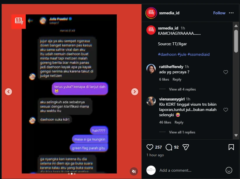 Selingkuh Gegara Capek Dihamili Suami, Jule Sebut Daehoon Sering KDRT!