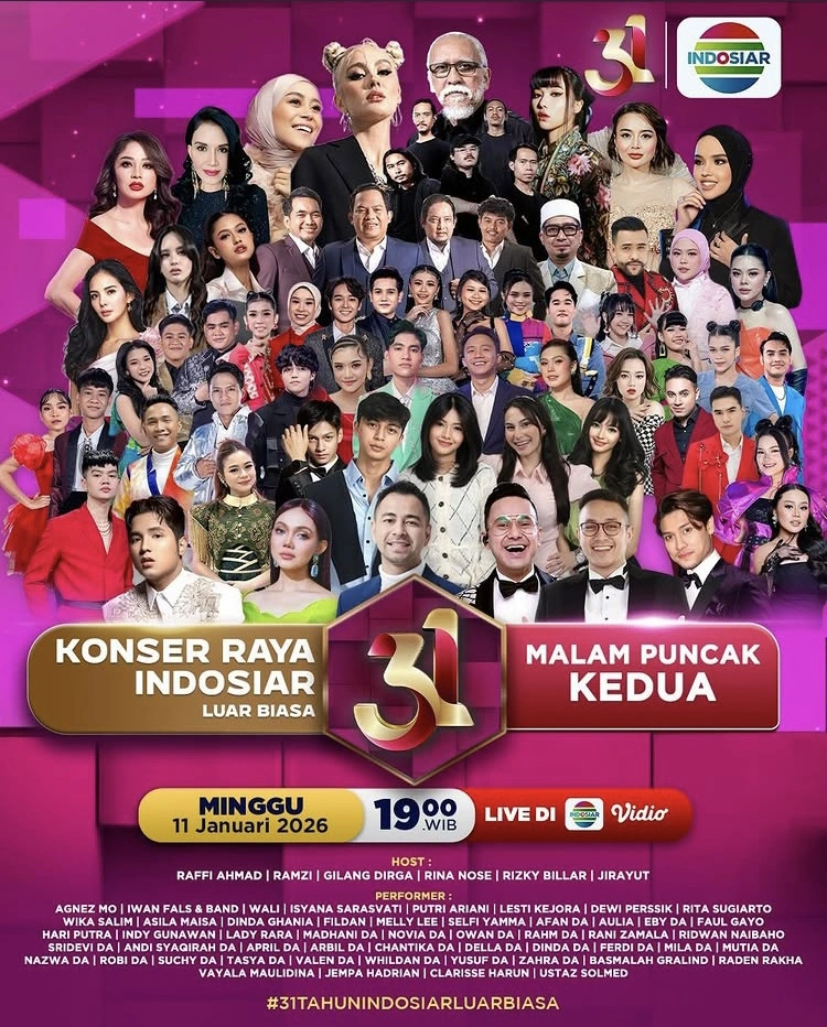 Acara Indosiar Rabu 14 Januari 2026, Hadirkan Konser Ulang Tahun 31 ...