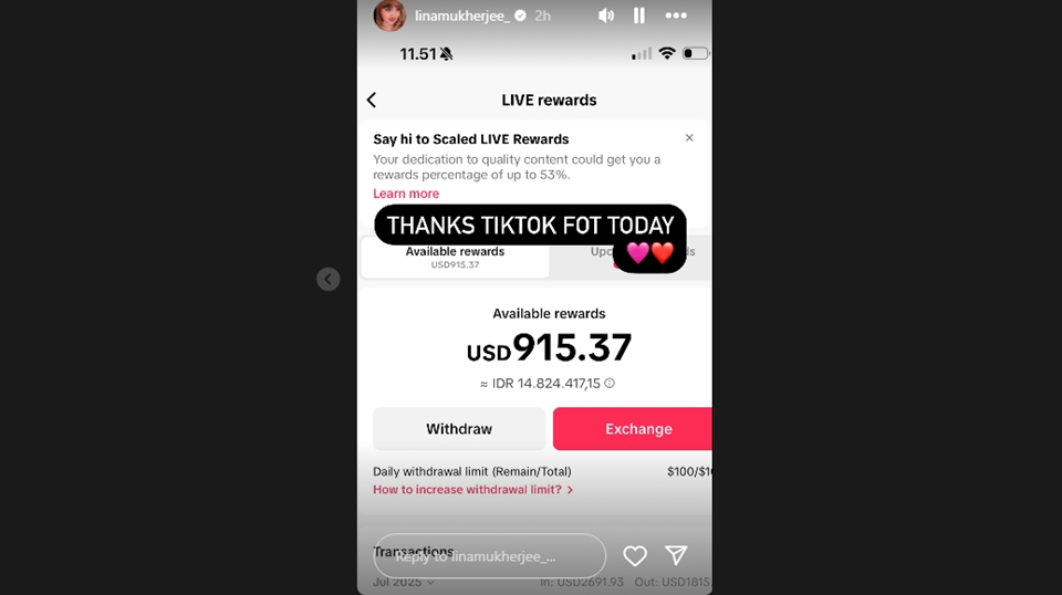 Berkah Hamil di Luar Nikah, Lina Mukherjee Disawer Rp14 Juta dalam Sehari