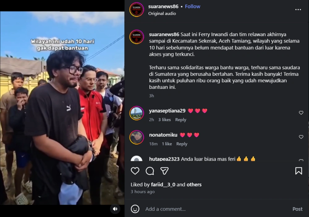 Ferry Irwandi Menangis saat Tiba di Aceh Tamiang, sang Influencer ...