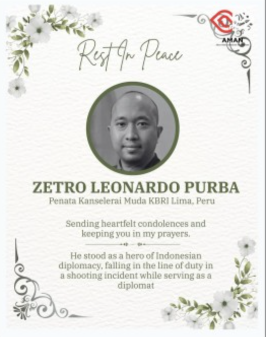 Biodata dan Agama Zetro Leonardo Purba, Diplomat RI yang Ditembak di Peru